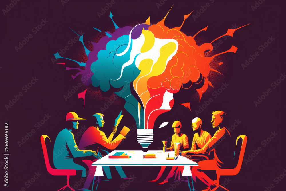 Diverse business team performing a brainstorming session, creative Idea ...
