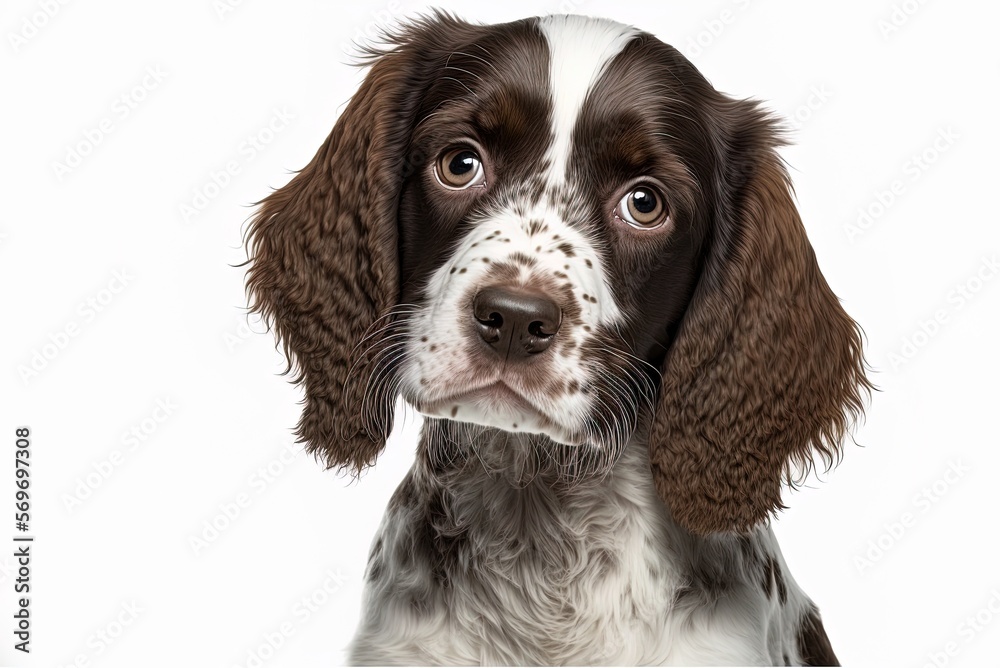 English Springer Spaniel Puppies, White Background Generative AI Stock ...