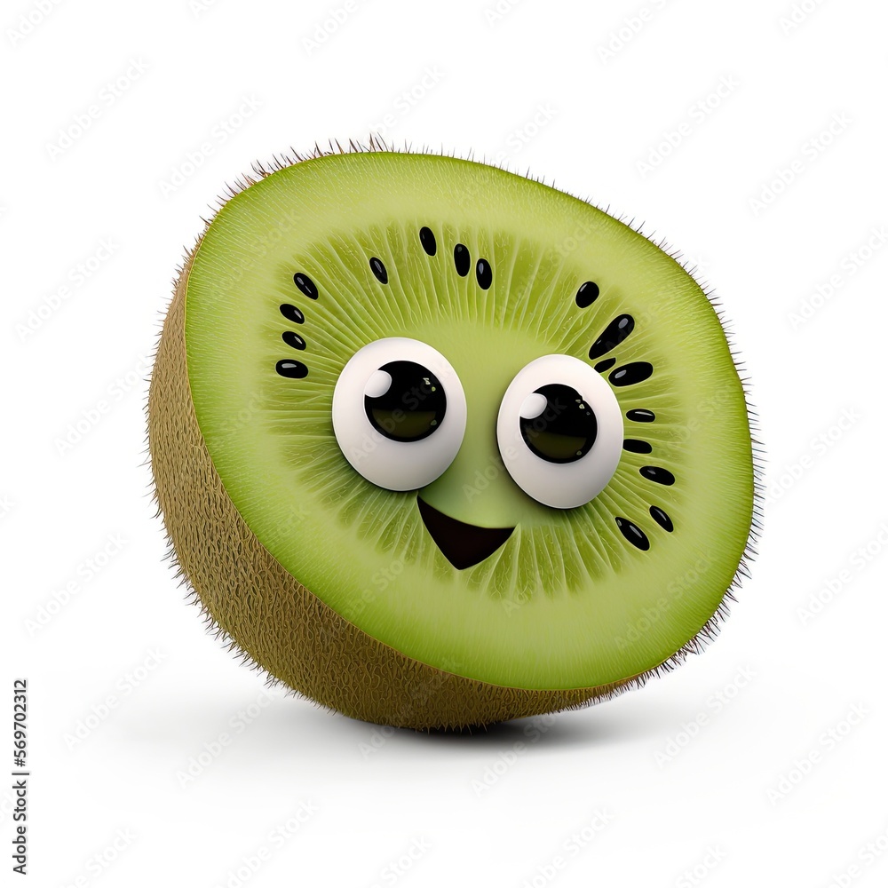 Cute Cartoon Kiwi Character on a White Background (Created with ...