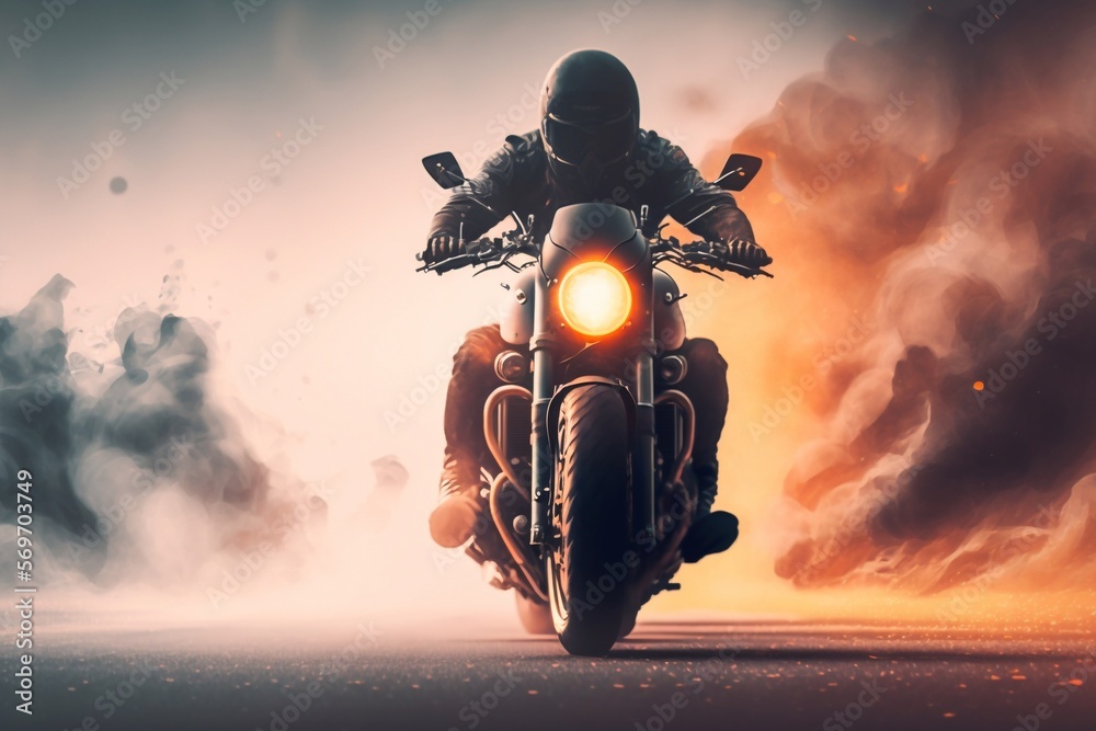 Biker on a motorcycle. Generative AI Stock Illustration | Adobe Stock
