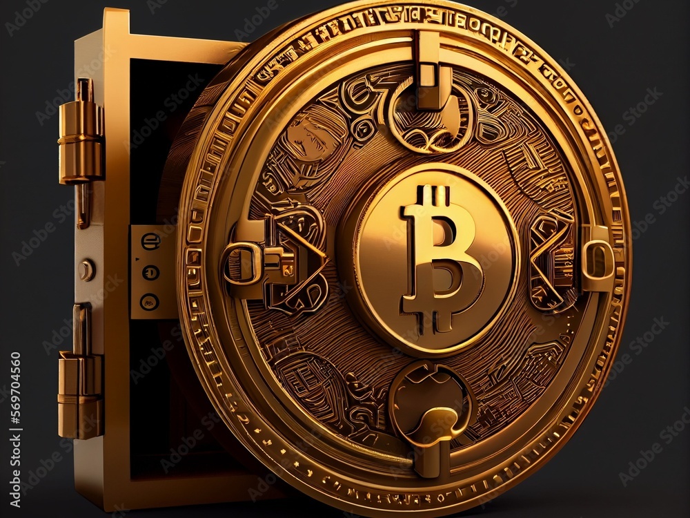 Bitcoin crypto currency lock tresor bank , safe wallpaper , golden ...