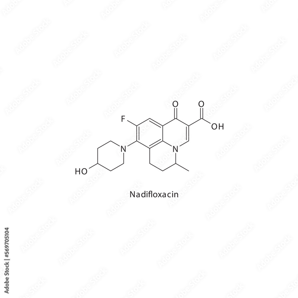 Nadifloxacin flat skeletal molecular structure 2nd generation ...