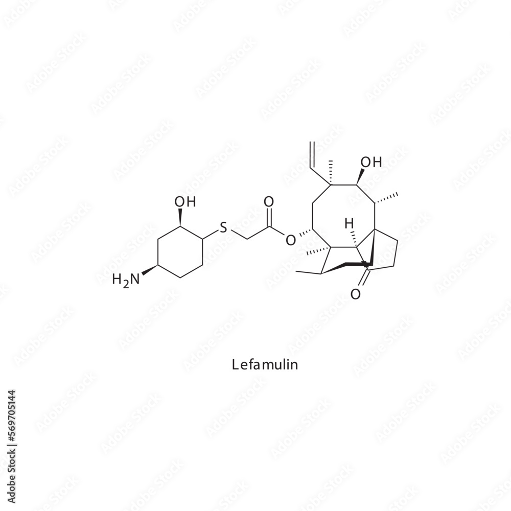 Lefamulin flat skeletal molecular structure Pleuromutilin antibiotic ...