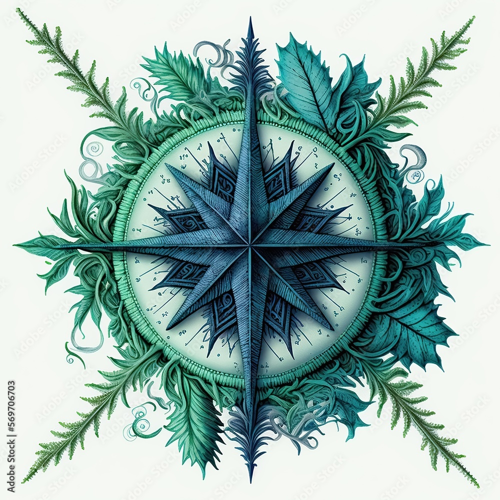 Compass rose tattoo template. Generative AI. 3 Stock Illustration ...