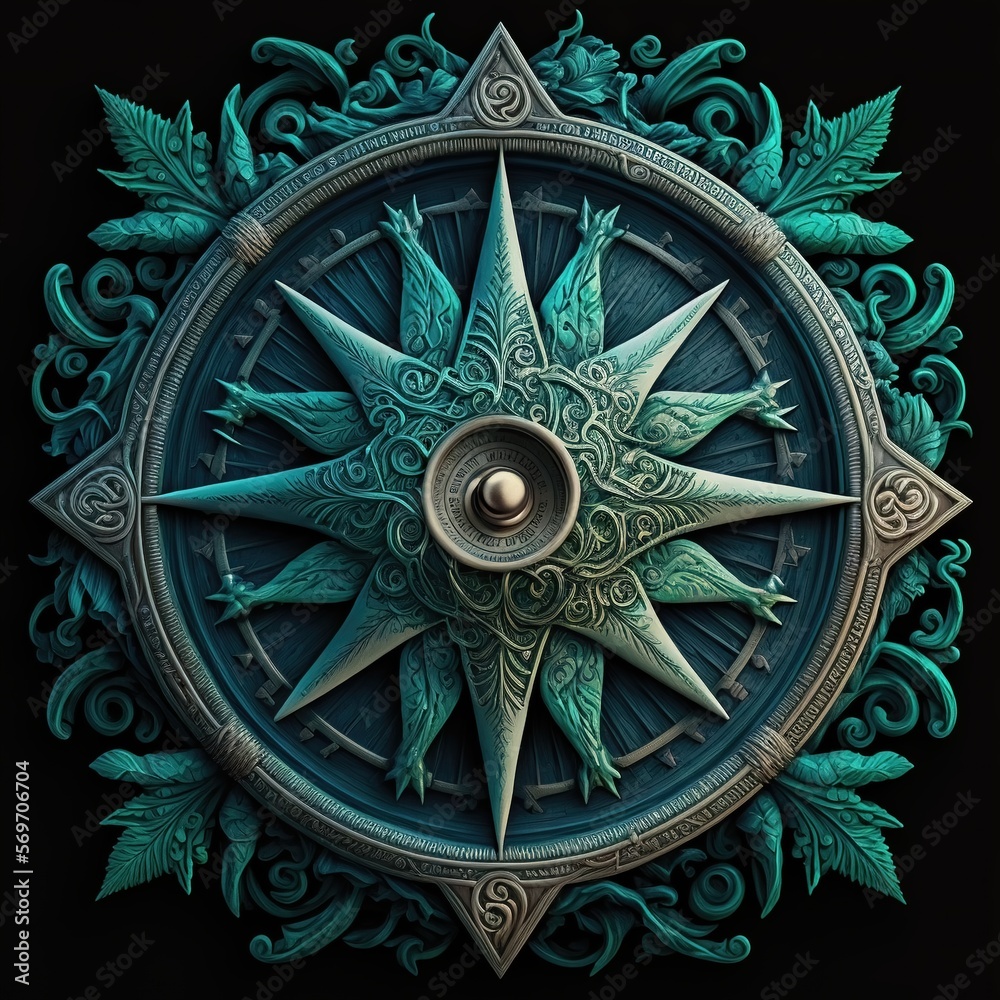 Compass rose tattoo template. Generative AI. 2 Stock Illustration ...