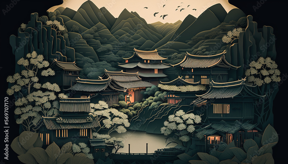 Traditional Chinese Village. Chinese Town. Small Town. Asian village ...