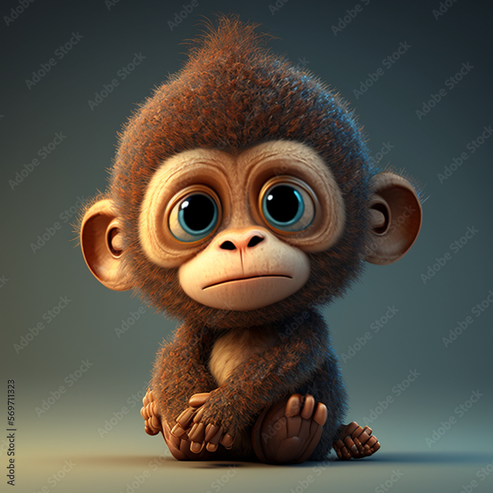 Cute cartoon monkey character. Cartoon monkey. Monkey. Cartoon monkey ...