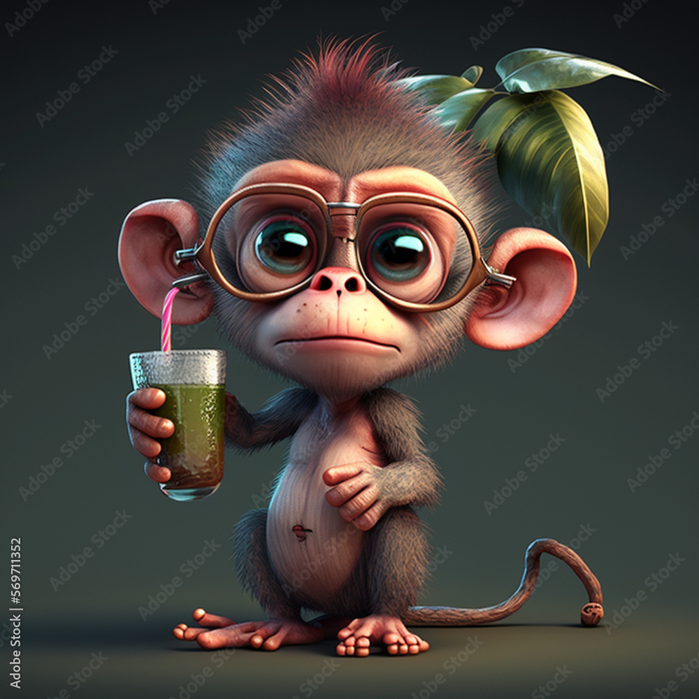 Cute cartoon monkey character. Cartoon monkey. Monkey. Cartoon monkey ...