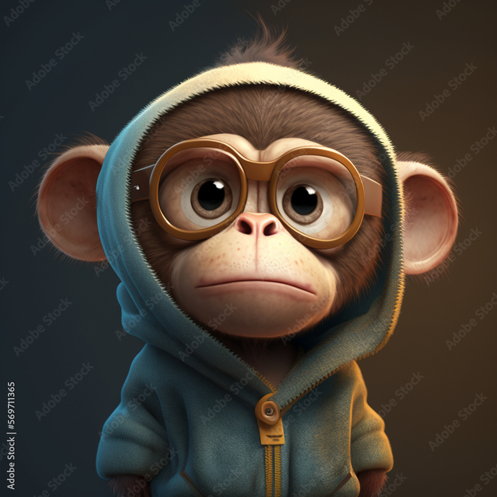Cute cartoon monkey character. Cartoon monkey. Monkey. Cartoon monkey ...