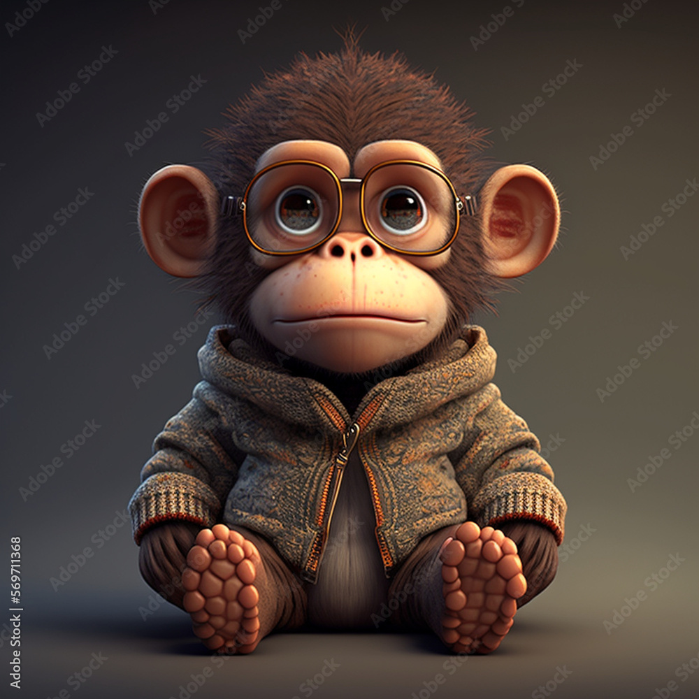 Cute cartoon monkey character. Cartoon monkey. Monkey. Cartoon monkey ...