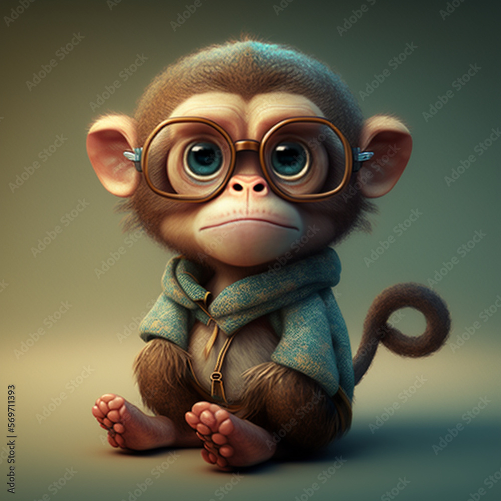Cute cartoon monkey character. Cartoon monkey. Monkey. Cartoon monkey ...