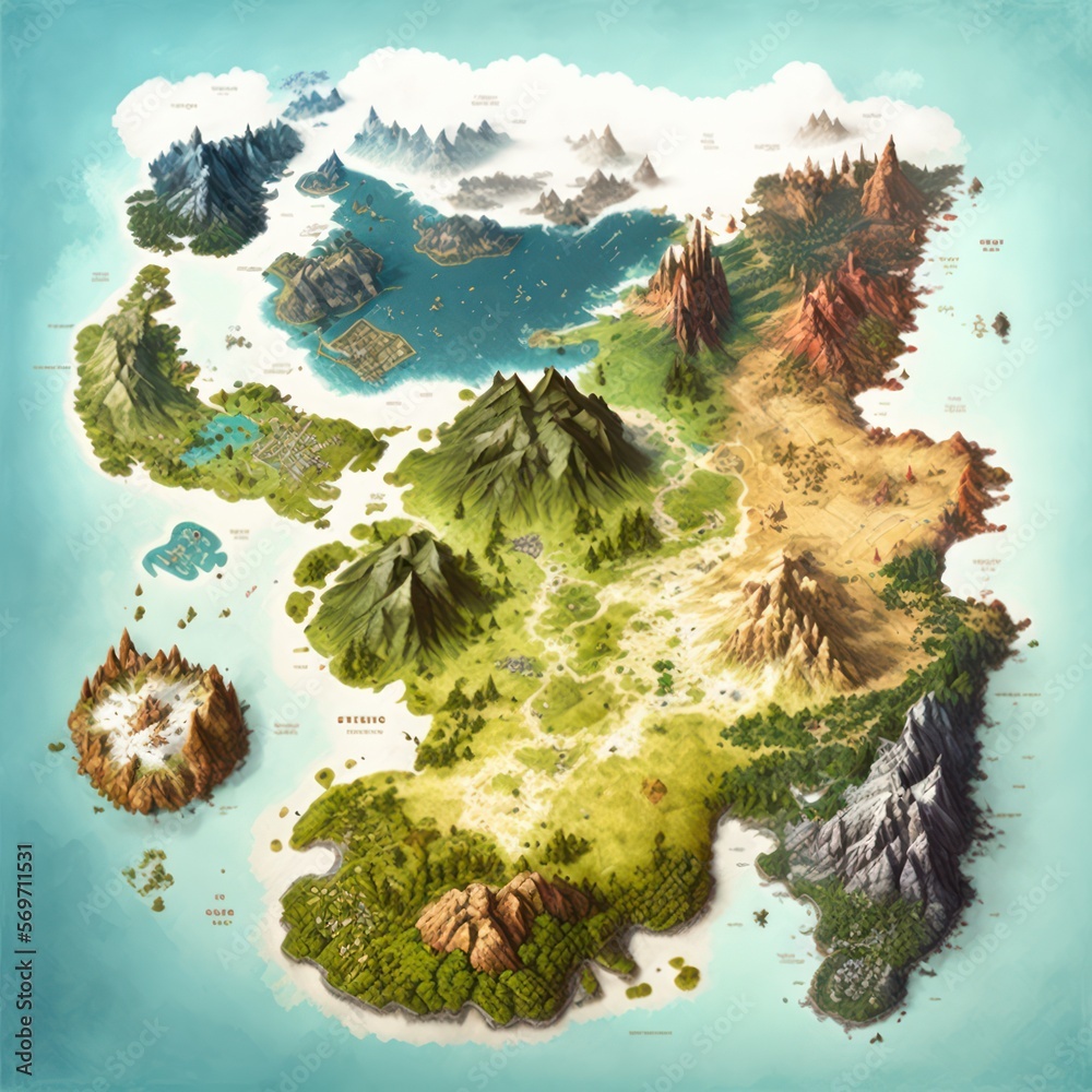 RPG Game World Map Stock Illustration | Adobe Stock
