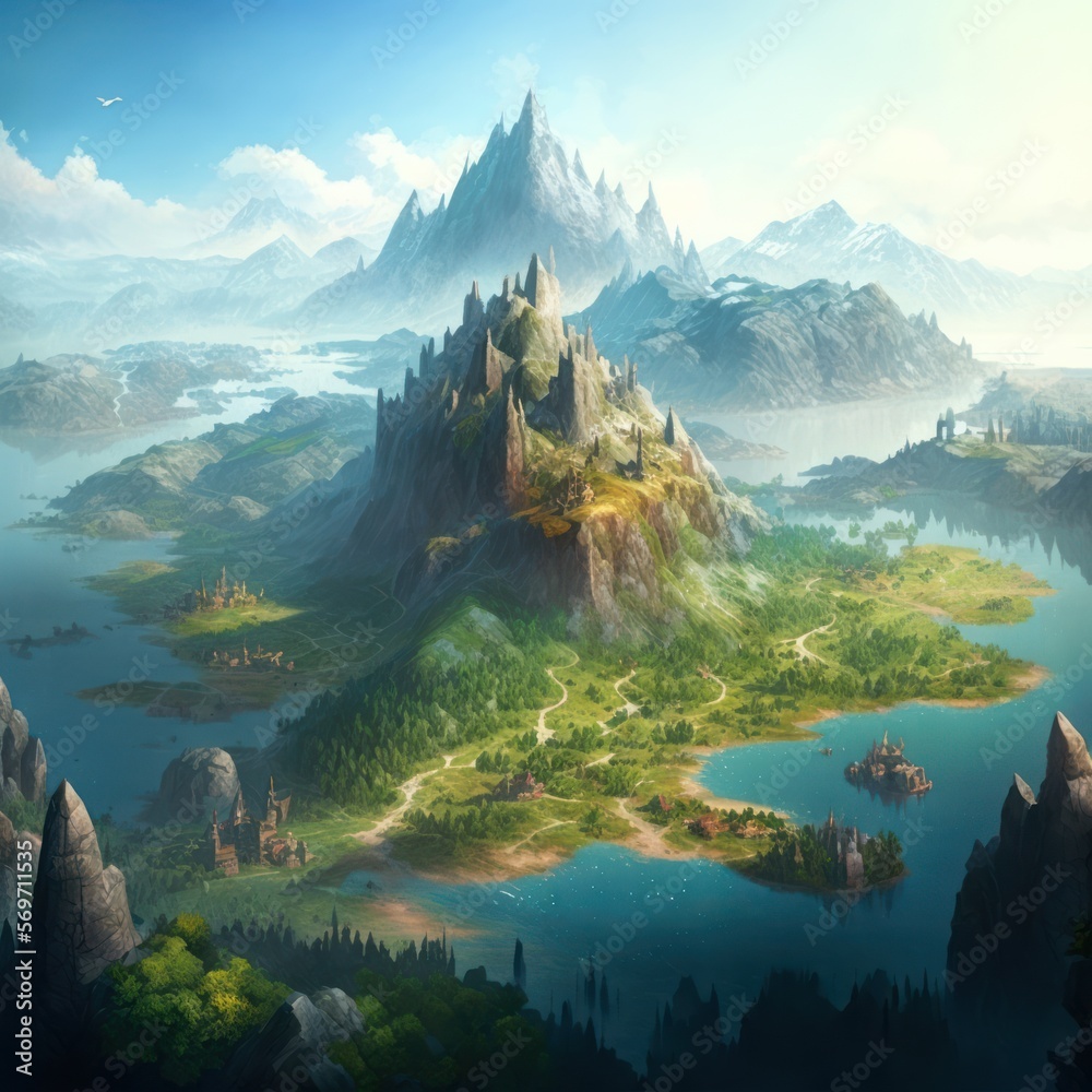 RPG Game World Map Stock Illustration | Adobe Stock