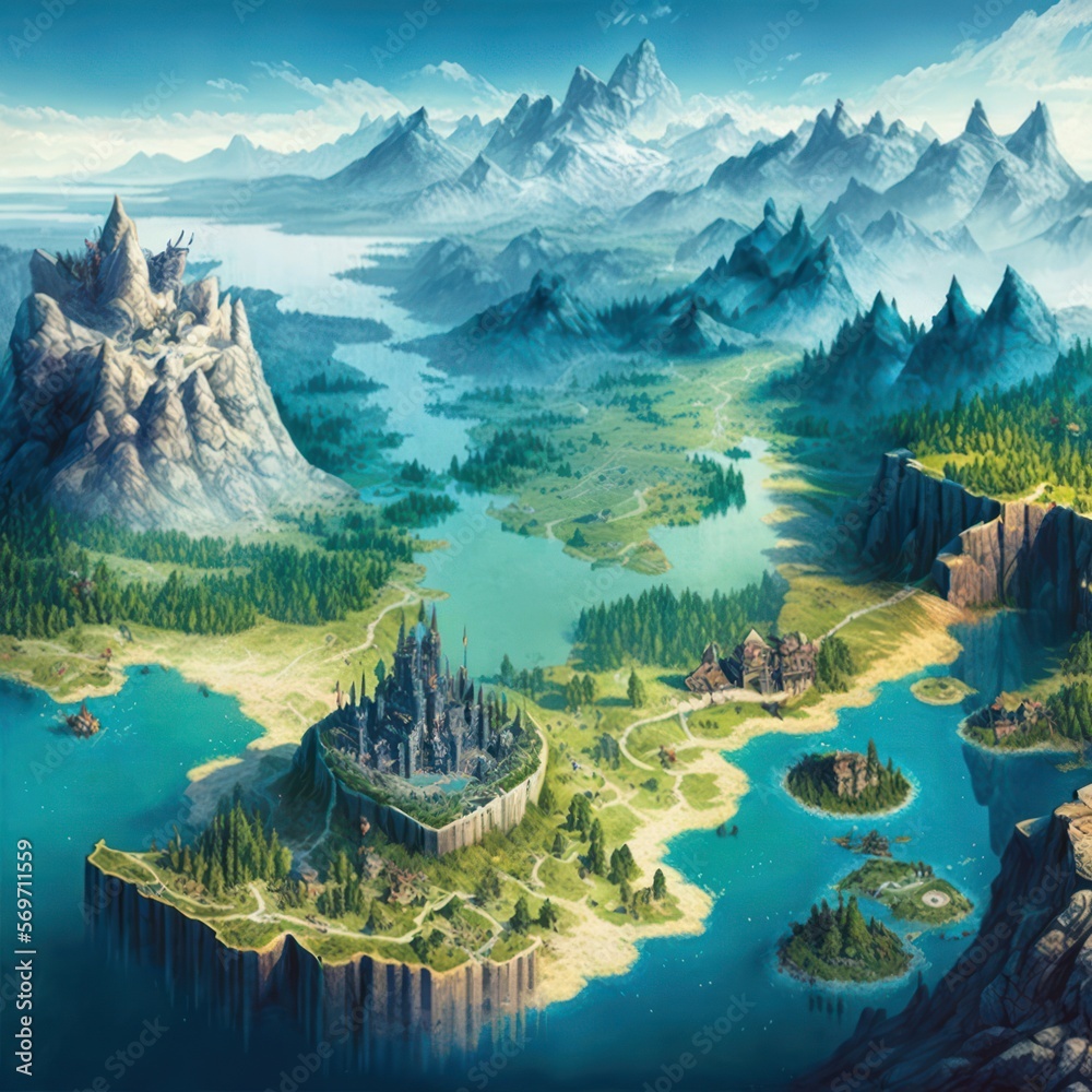 RPG Game World Map Stock Illustration | Adobe Stock