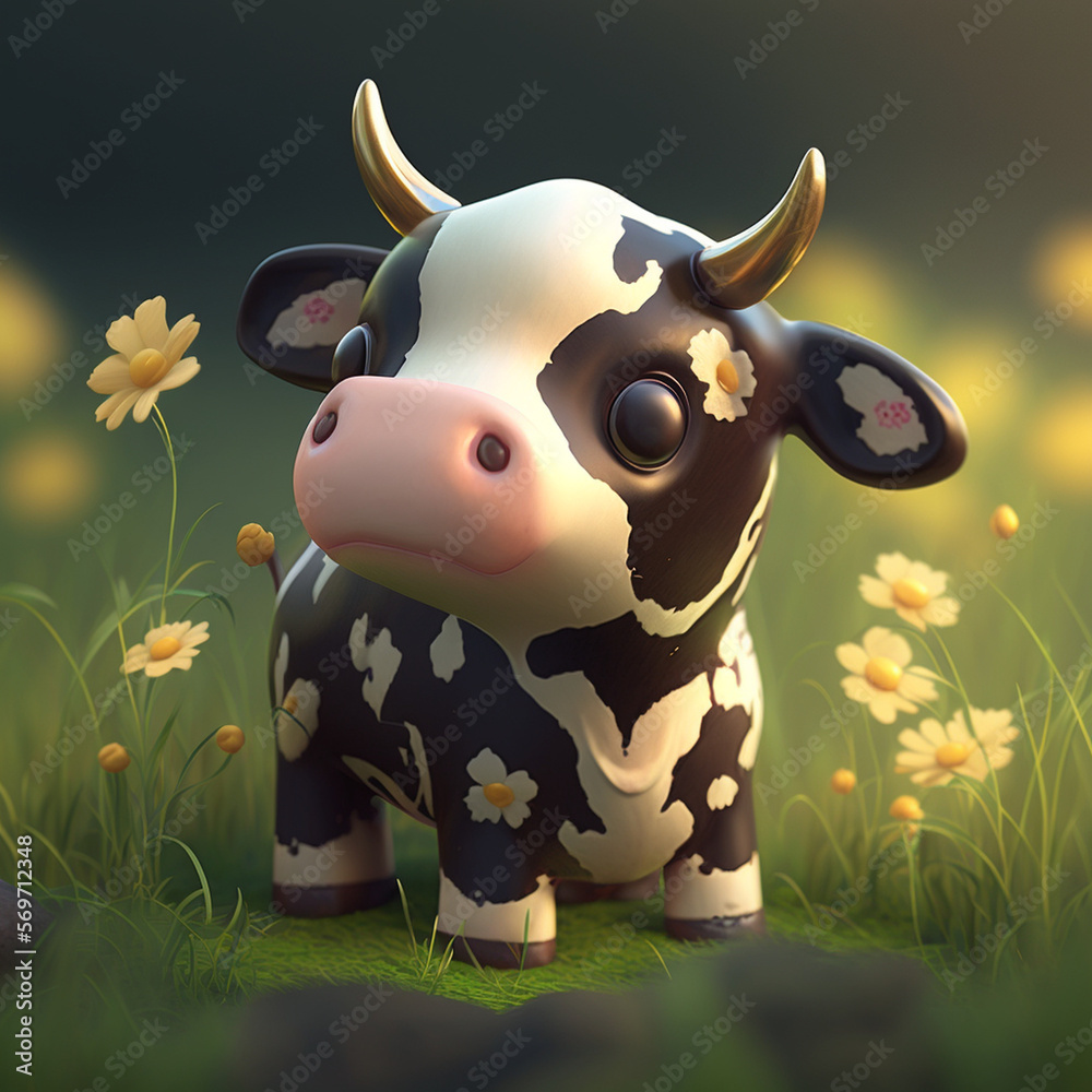Cute cartoon character cow. Cartoon cow. Cow. Cartoon cow on a colorful ...