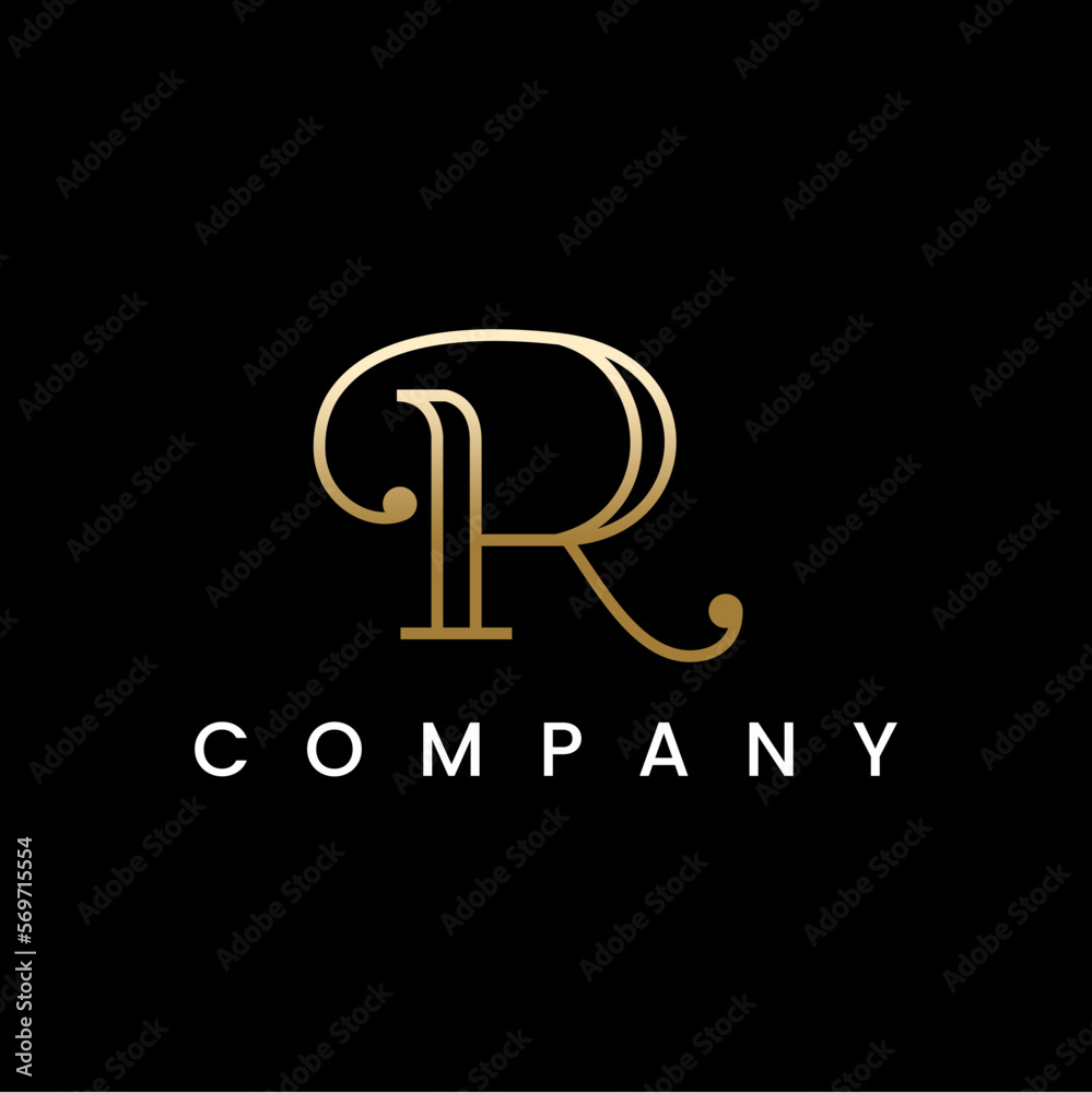 Letter R Luxury Line Logo Design Stock Vector | Adobe Stock