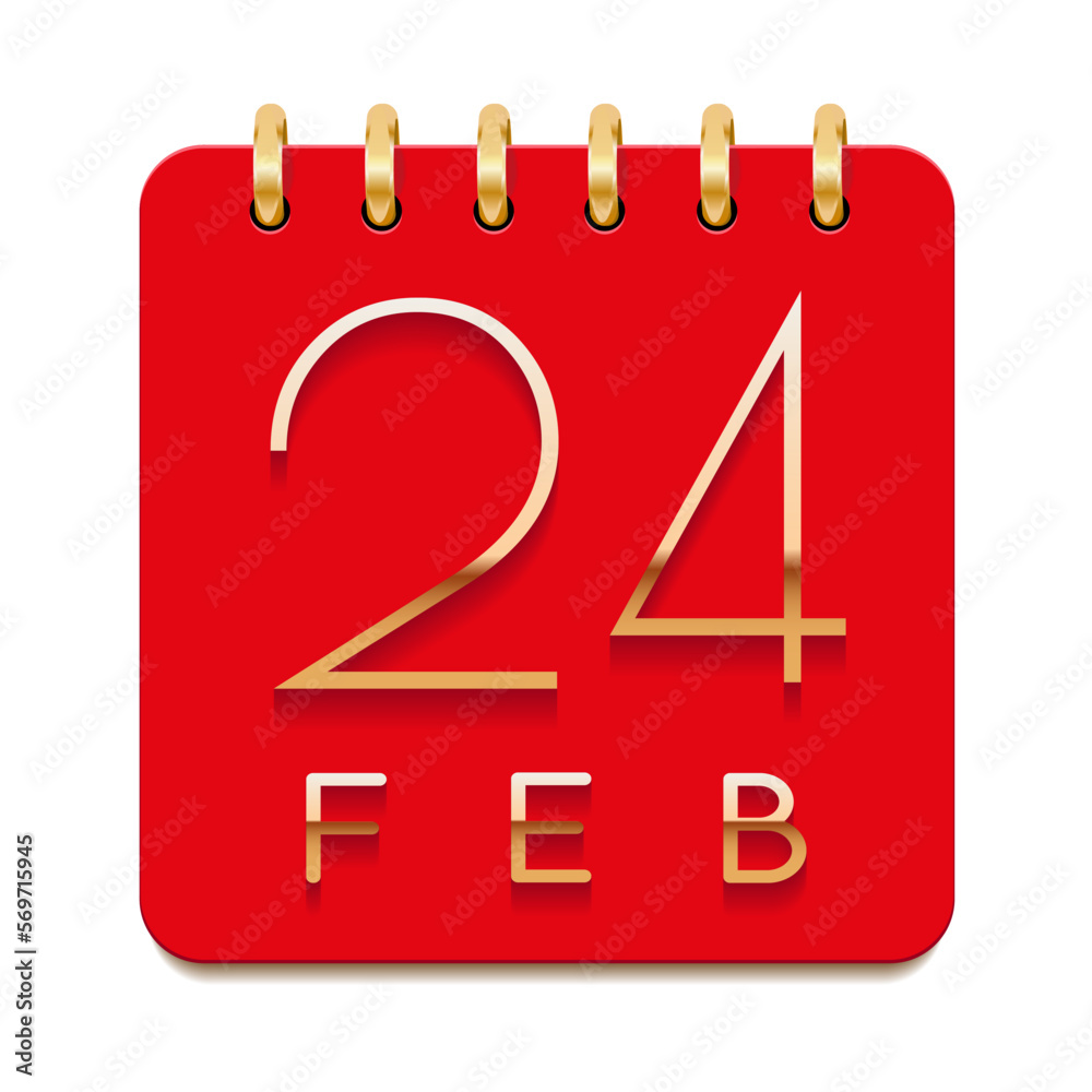 Vetor de 24 day of the month. February. Luxury calendar daily icon ...