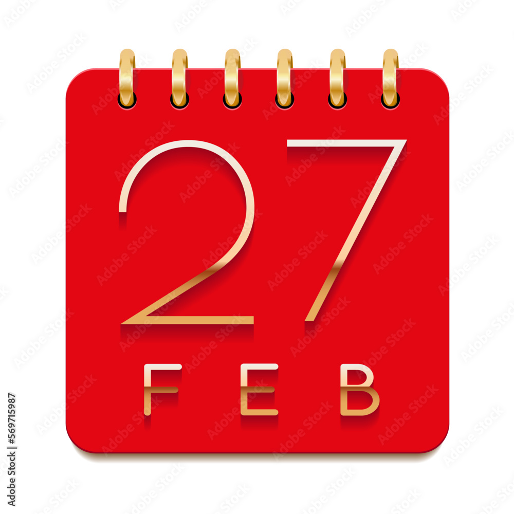 27 day of the month. February. Luxury calendar daily icon. Date day ...