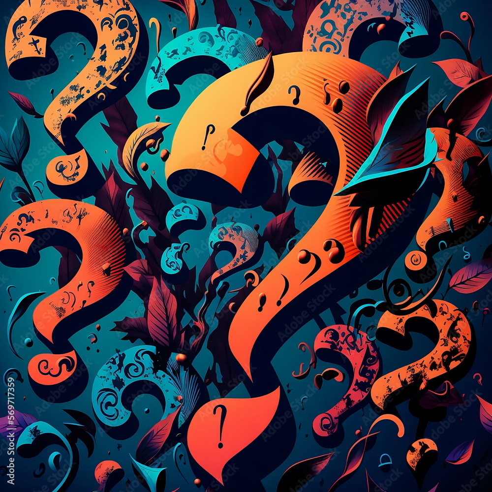 Question mark pattern in cartoon stye generated with ai Stock ...