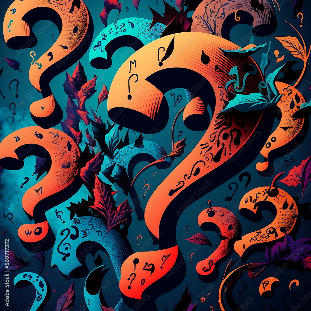 Question mark pattern in cartoon stye generated with ai Stock ...