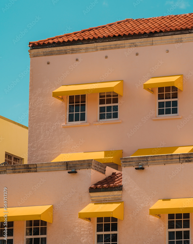 building with windows color palette yellow Miami Beach Stock Photo ...