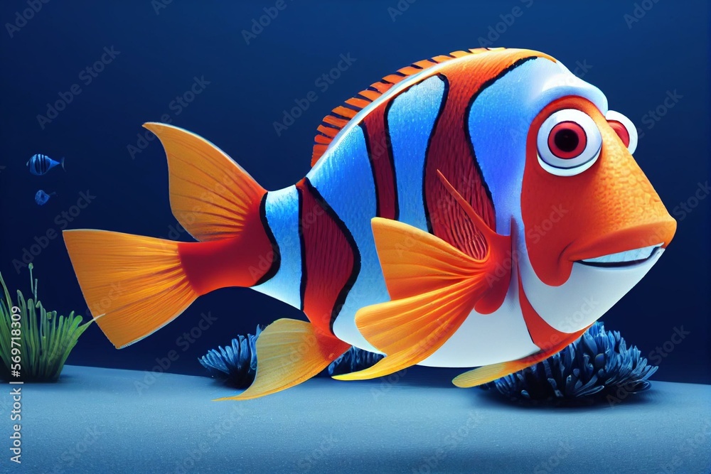 fish clown marvin from cartoon in finding nemo tropical fish isolated ...