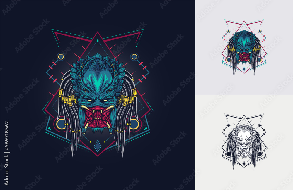 Demonic face screaming on the black background Stock Vector | Adobe Stock