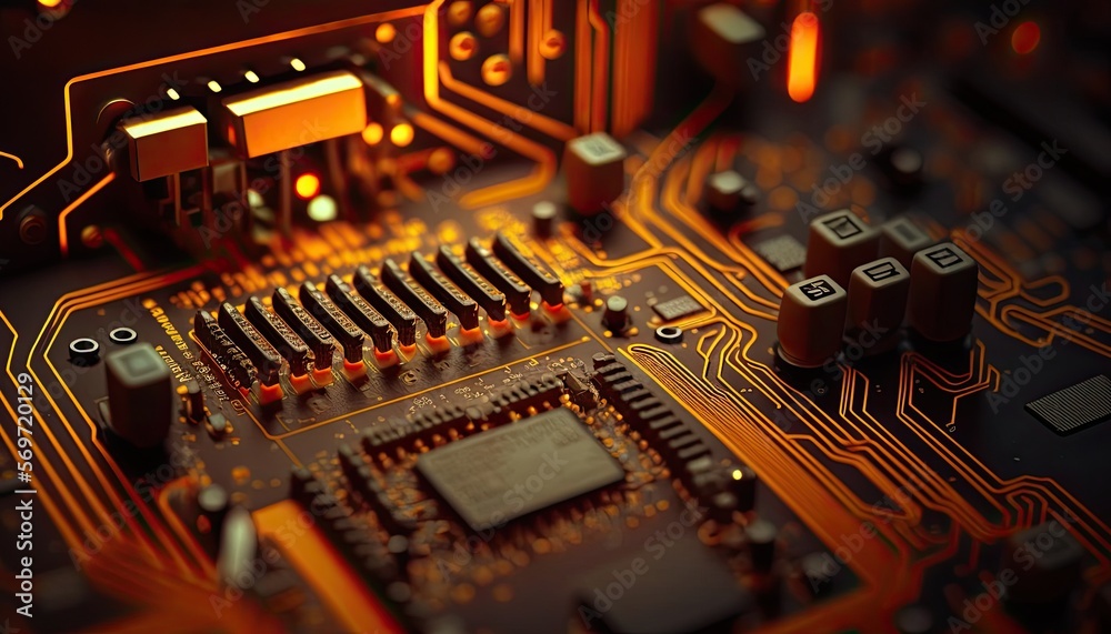 Electric computer circuit board. interior Data microchip motherboard ...