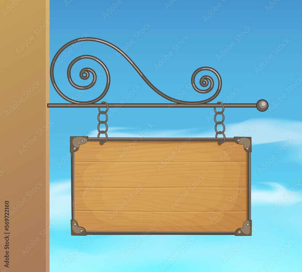 Old-style street sign made of light wood vector illustration on the ...