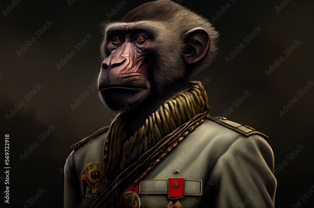 Military Baboon High Ranking General Picture Generative AI Stock ...