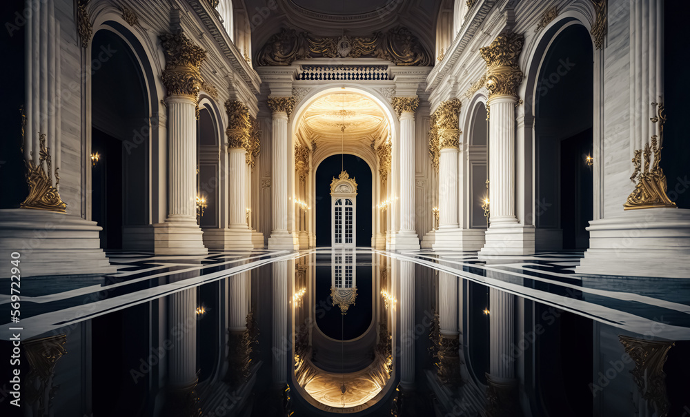 Fantasy Royal Palace Interior. digital ai art Stock Illustration ...