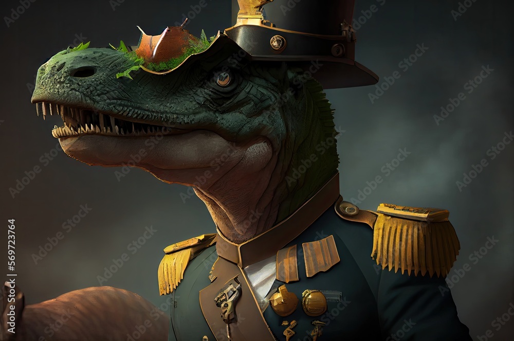 Military Dinosaur Army General Picture Generative AI Stock Illustration ...