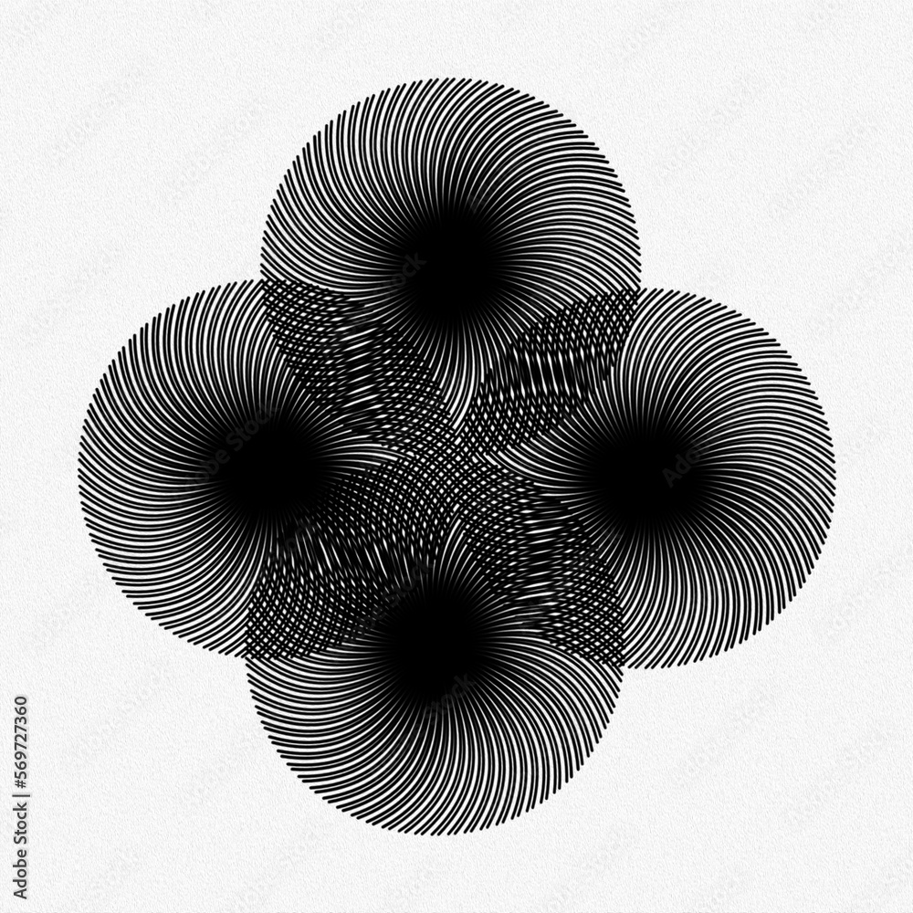 geometric circle of squares, rectangles. angular spiral, vortex ...