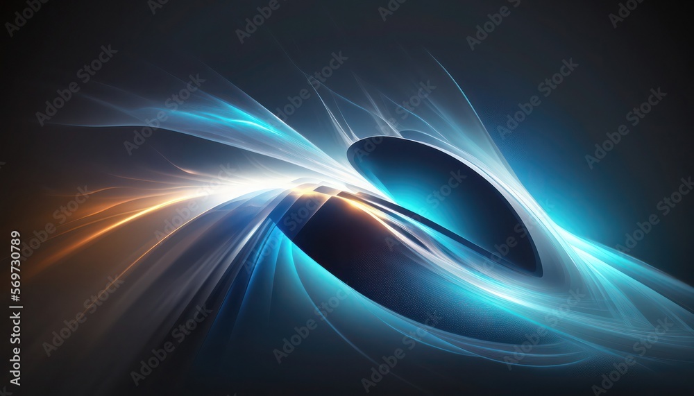 A dynamic light effect is cast over an abstract blue backdrop - AI ...