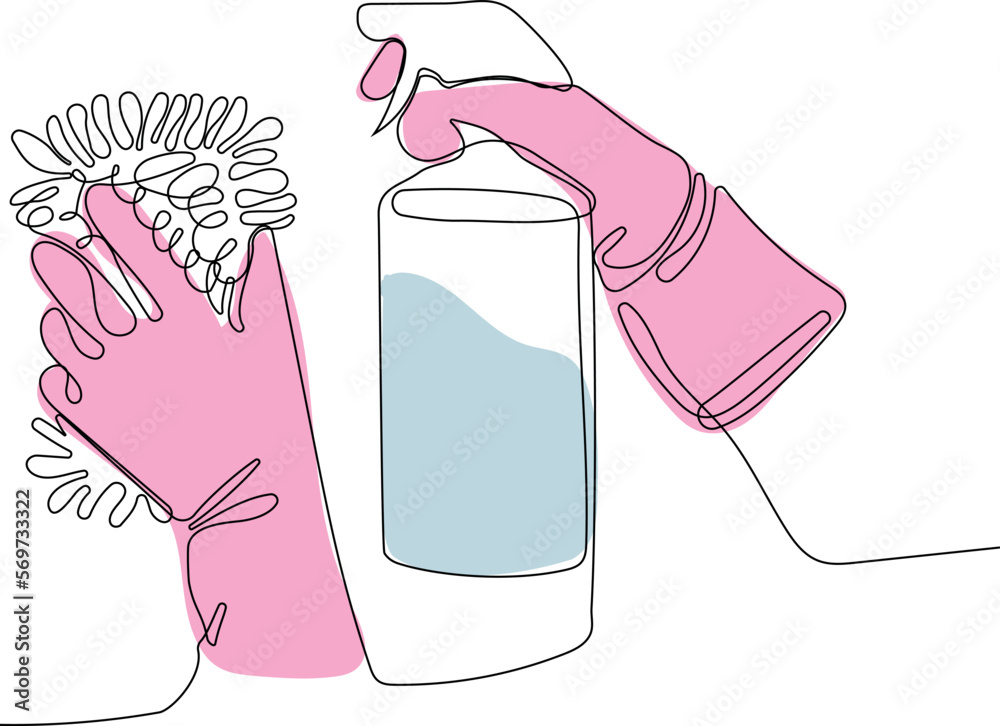 Continuous one line drawing of bottles for liquid laundry detergent ...