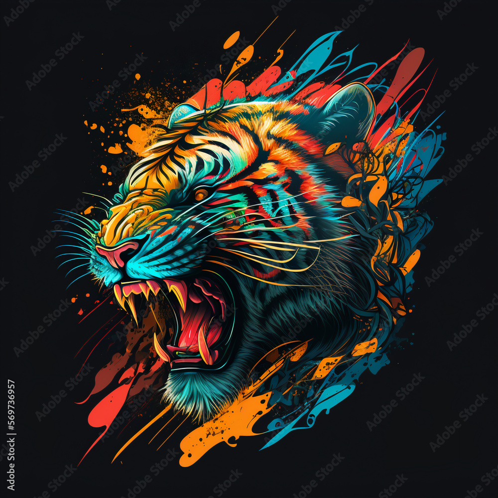Colorful tiger illustration wild design tatto Stock Illustration ...