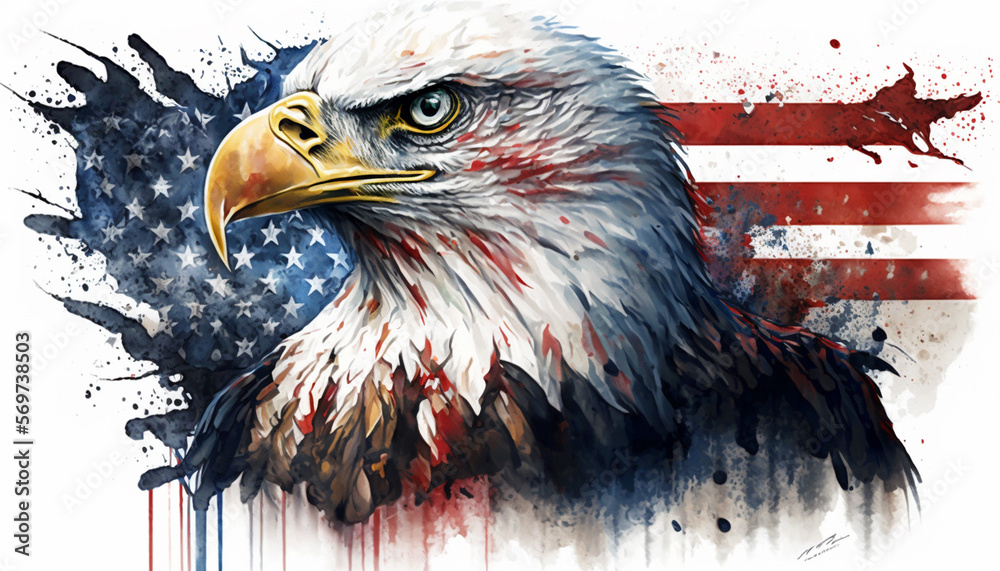 Patriotic Eagle against the American Flag Illustration, Memorial Day ...