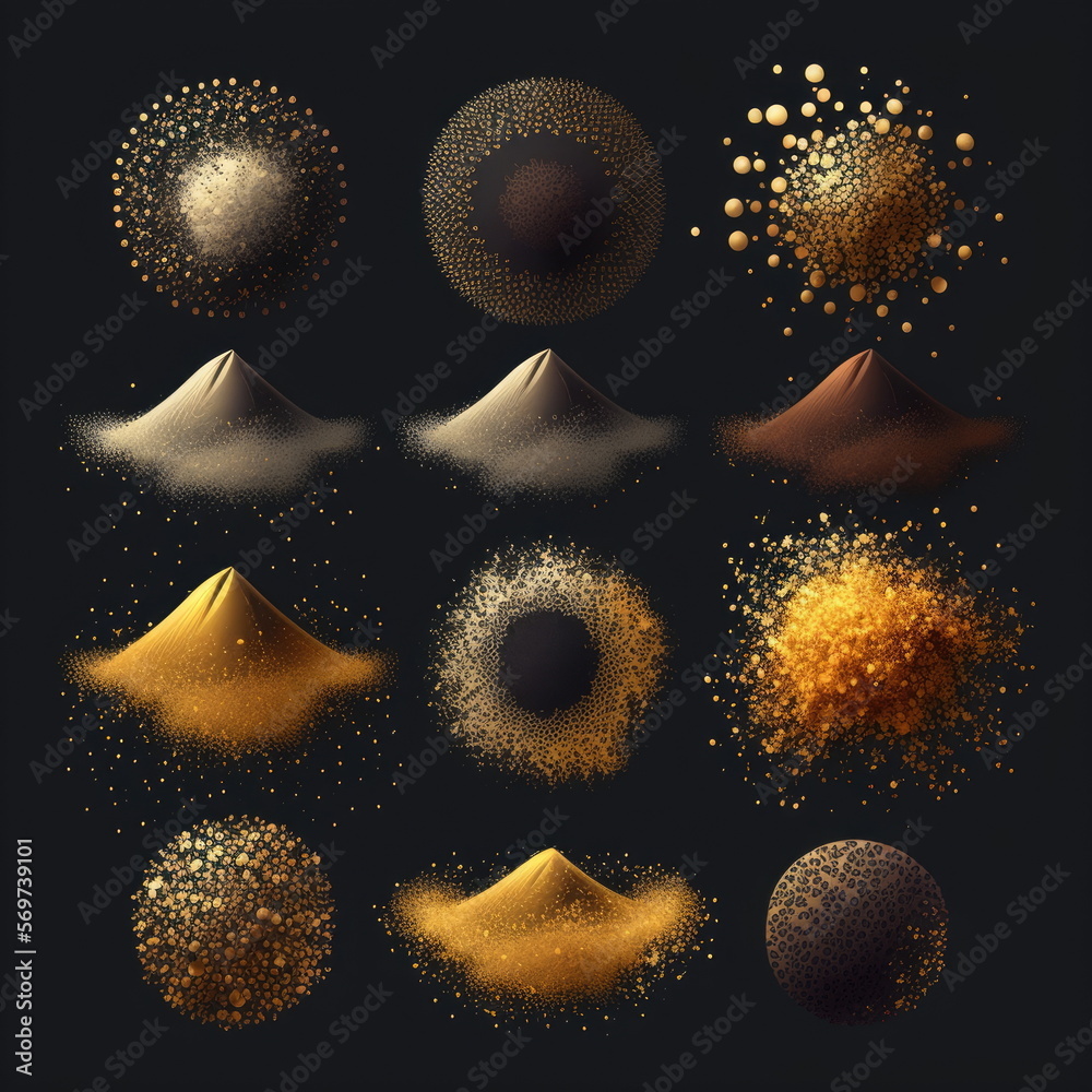 Collection set of gold dust vector illustration, Made by AI,Artificial ...