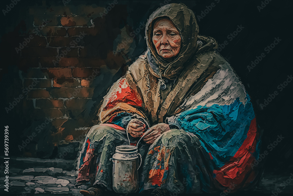 Russian poverty is like a poor old woman AI Stock Illustration | Adobe ...