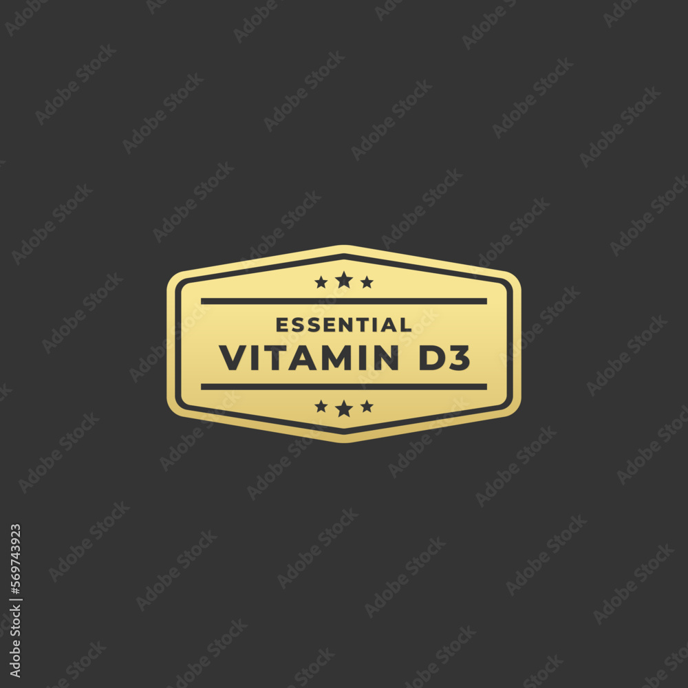 Vitamin D3 Seal Vector or Vitamin D3 Label Vector Isolated on Black ...