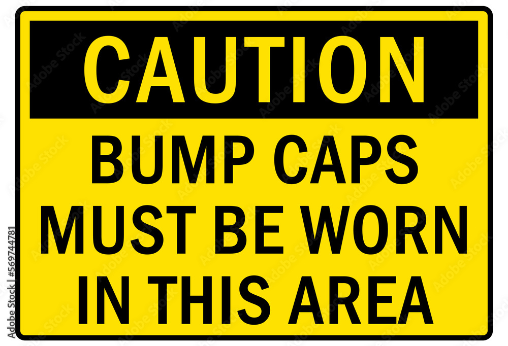 Hard hat sign and labels bump caps must be worn in this area Stock ...