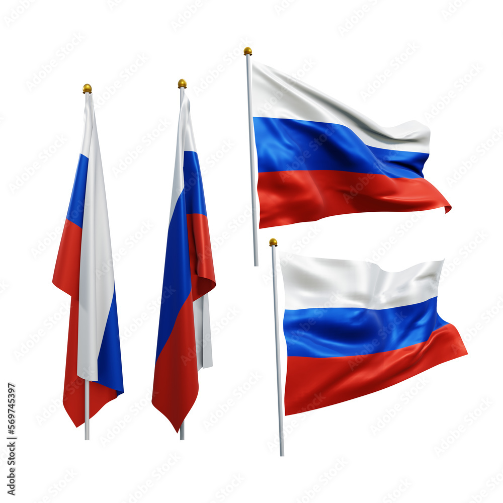 3d rendering russia europe asia flag fluttering and no fluttering Stock ...