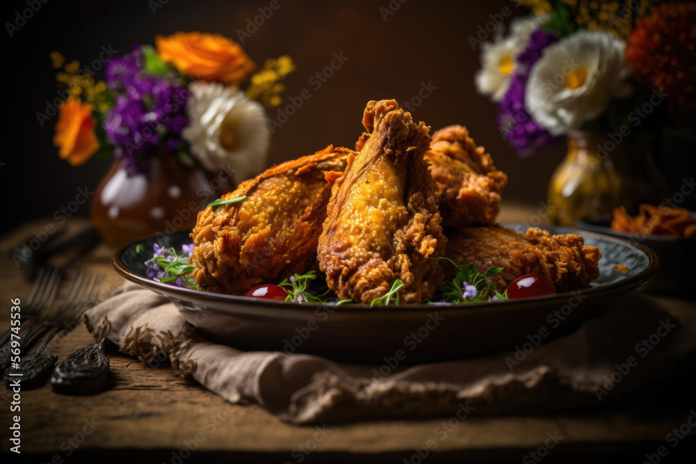 Golden & Crispy Fried Chicken: A Mouth-Watering Close-Up of Juicy and ...