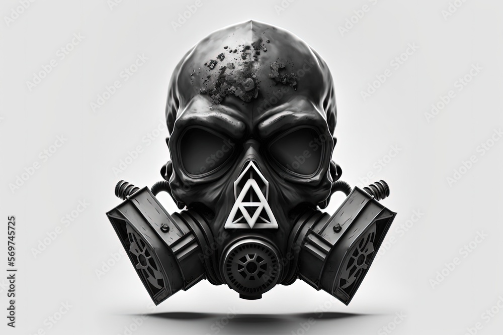 Black skull with gas mask, white background. Generative AI Stock ...