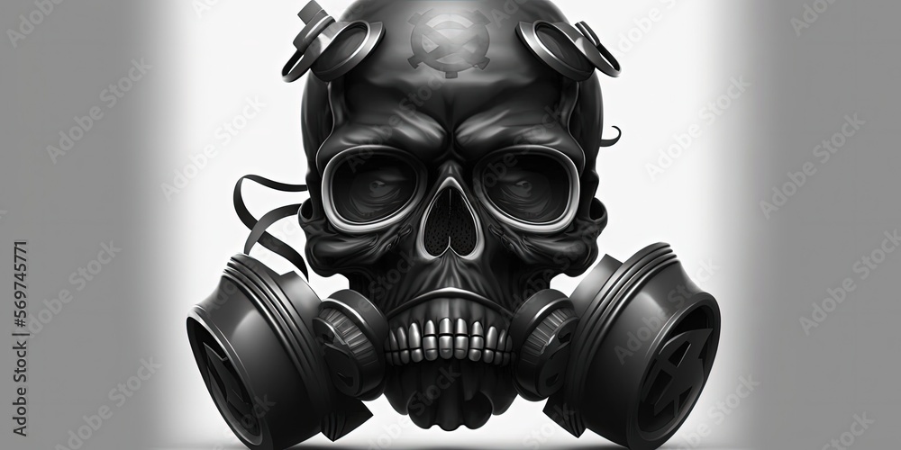 Black skull with gas mask, white background. Generative AI Stock ...
