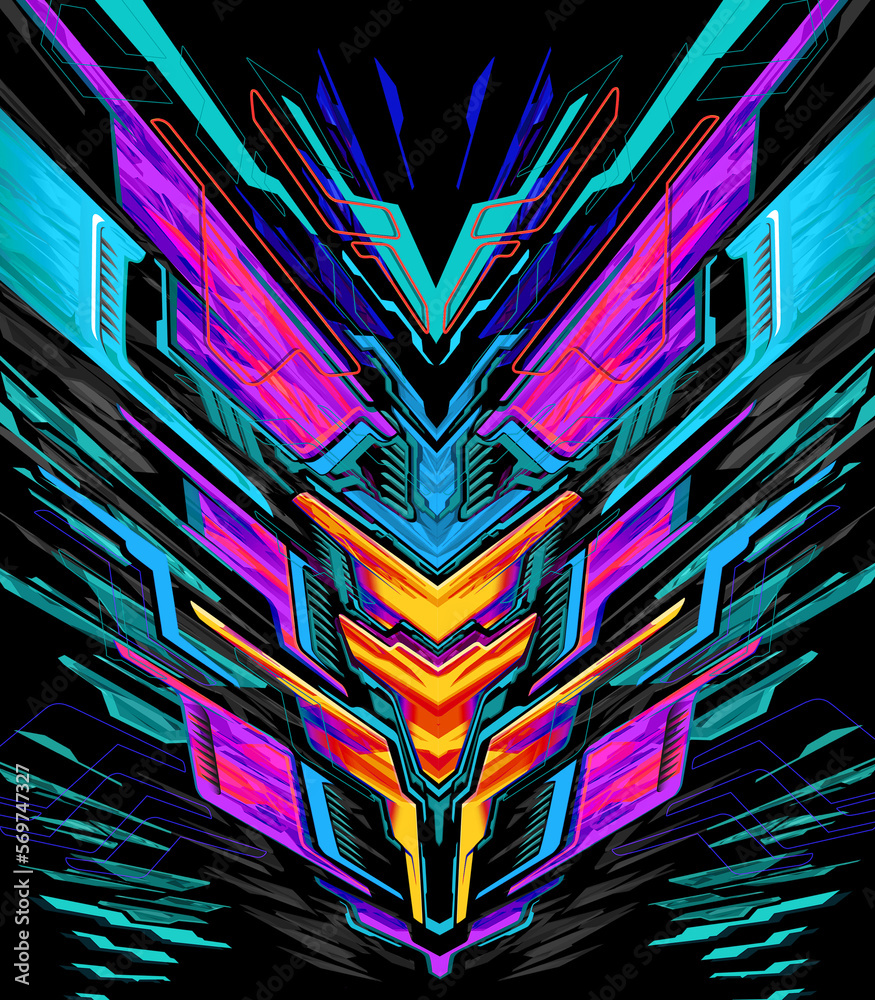 Cyberpunk Mecha Futuristic Modern Background 8 Stock Illustration ...