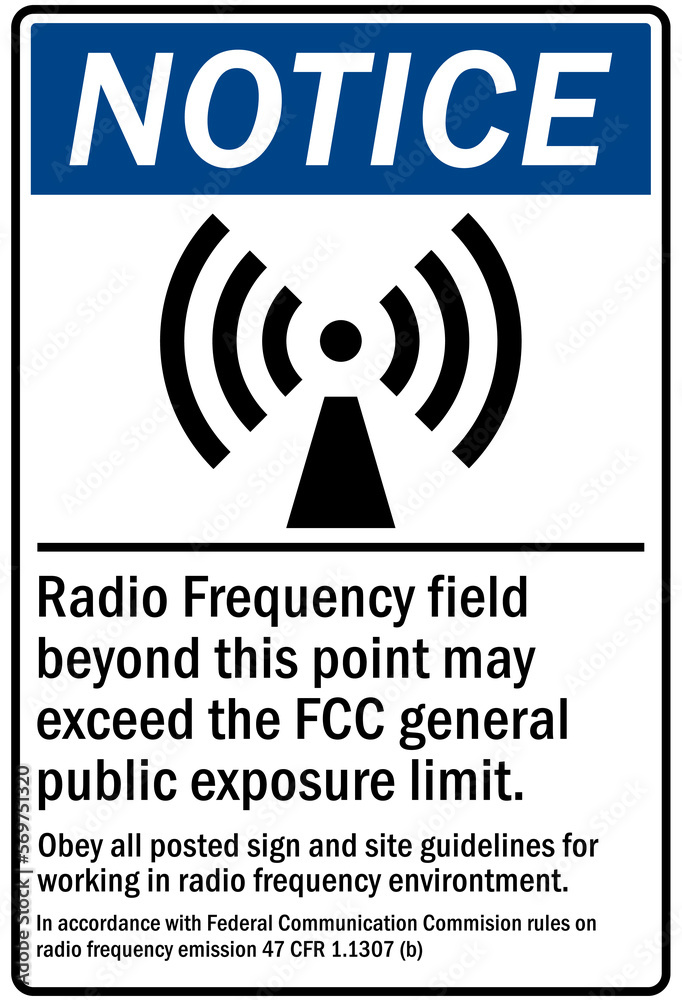 Radio frequency hazard warning sign and labels radio frequency field ...