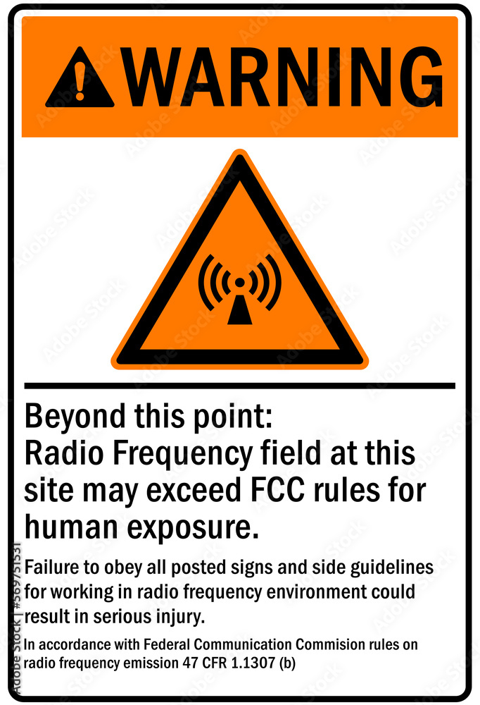 Radio frequency hazard warning sign and labels beyond this point radio ...