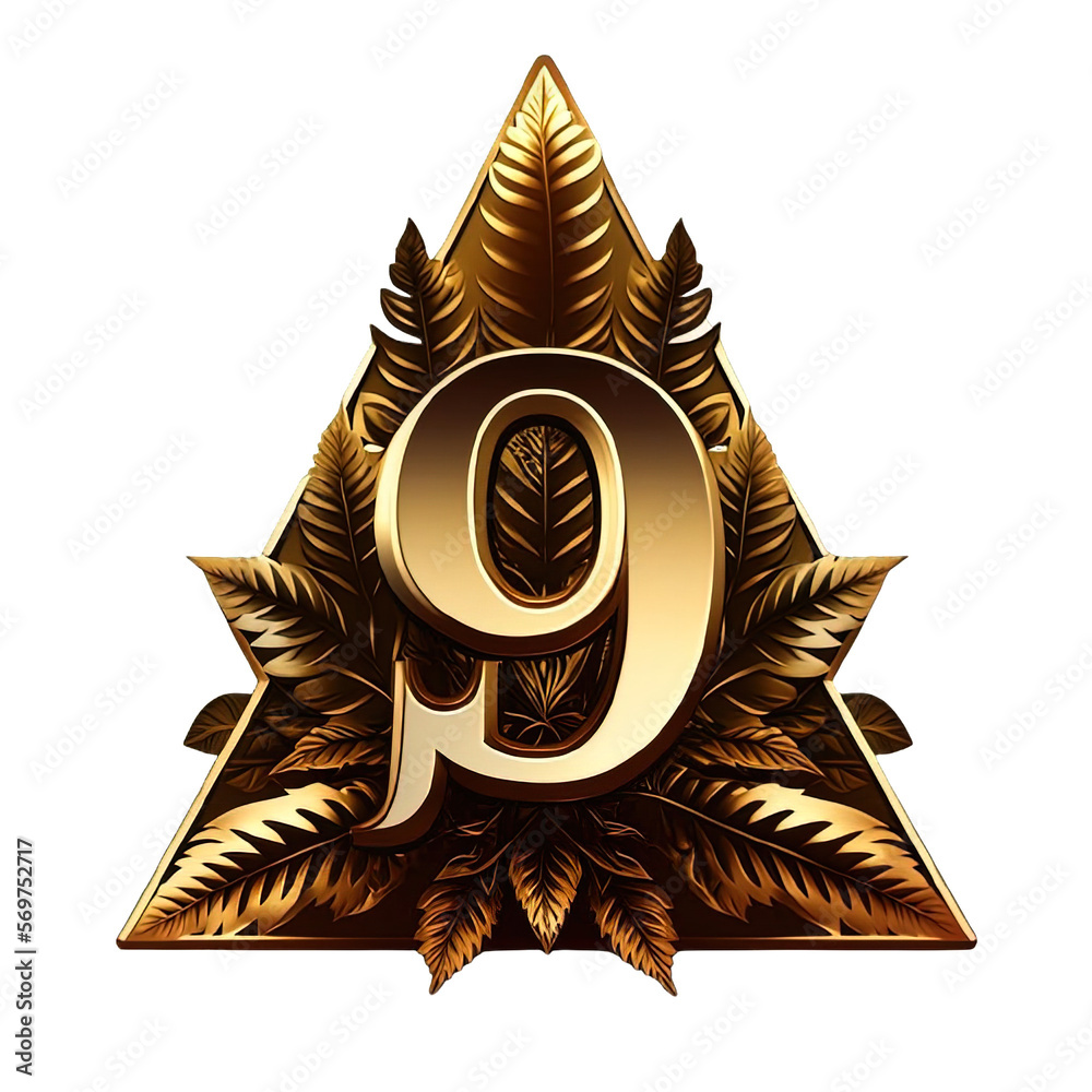 Gold Delta 9 weed logo-Generative AI Stock Illustration | Adobe Stock