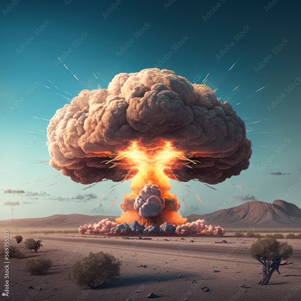atomic bomb, atomic, bomb, explosion, war, fire, flame, generative by ...